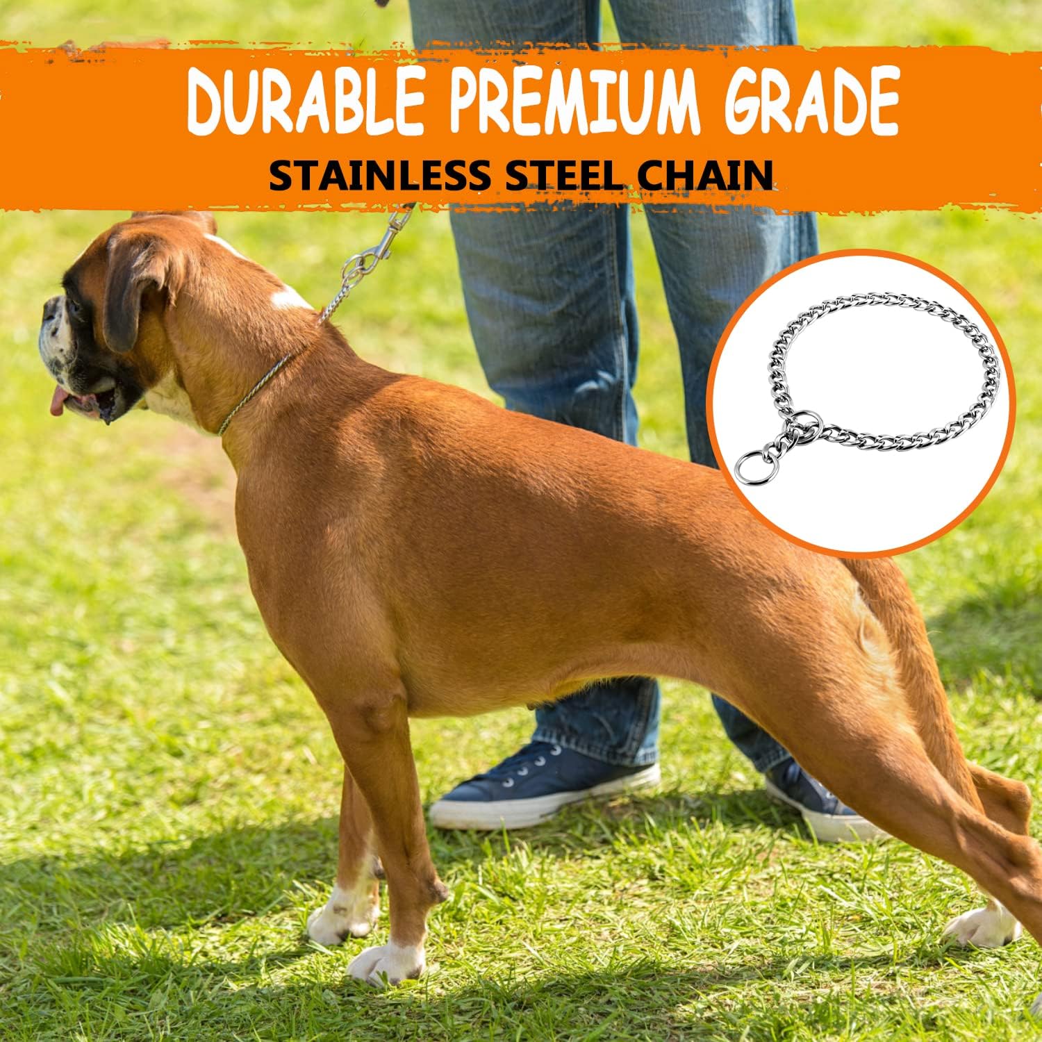 Dog Stainless Steel Necklace Chain Dog Training Choke Collar Adjustable ...