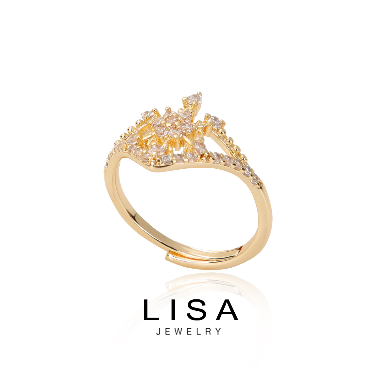 lisa jewelry Magical Girl Diamond Ring 18k Gold Star Crown Ring Korean ...