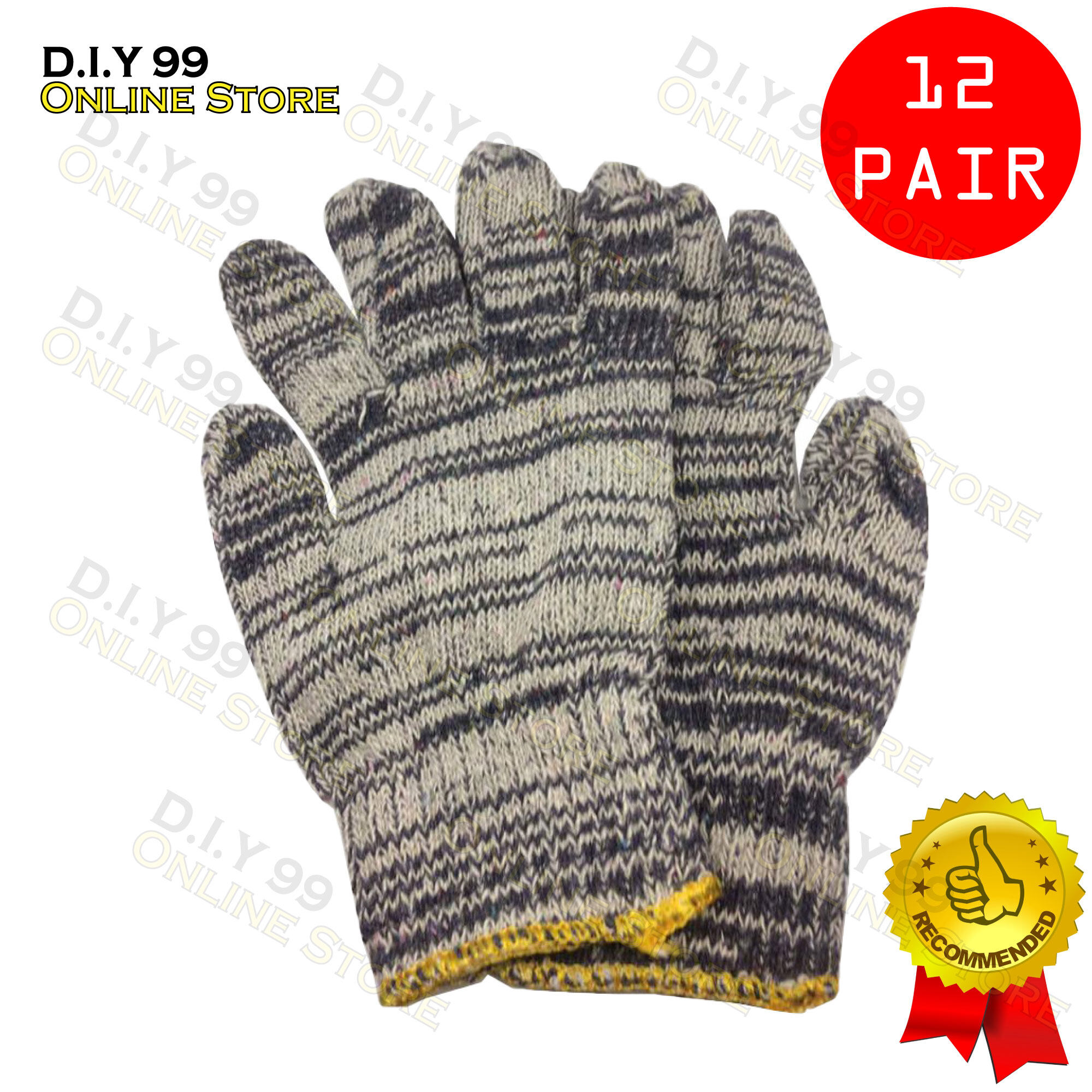 Cotton Knitted Gardening Gloves Hands Safety Protective Glove 1200# (12 ...