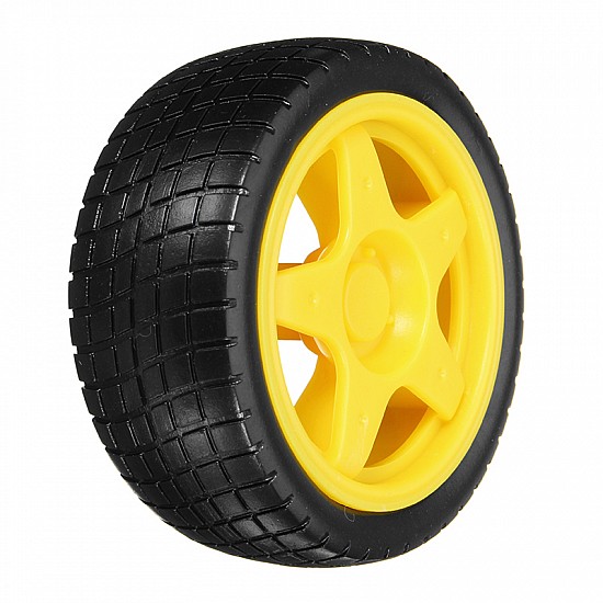 Smart Robot Car Wheel Yellow 65mm x 28mm Plastic Rubber Tire Wheels for ...