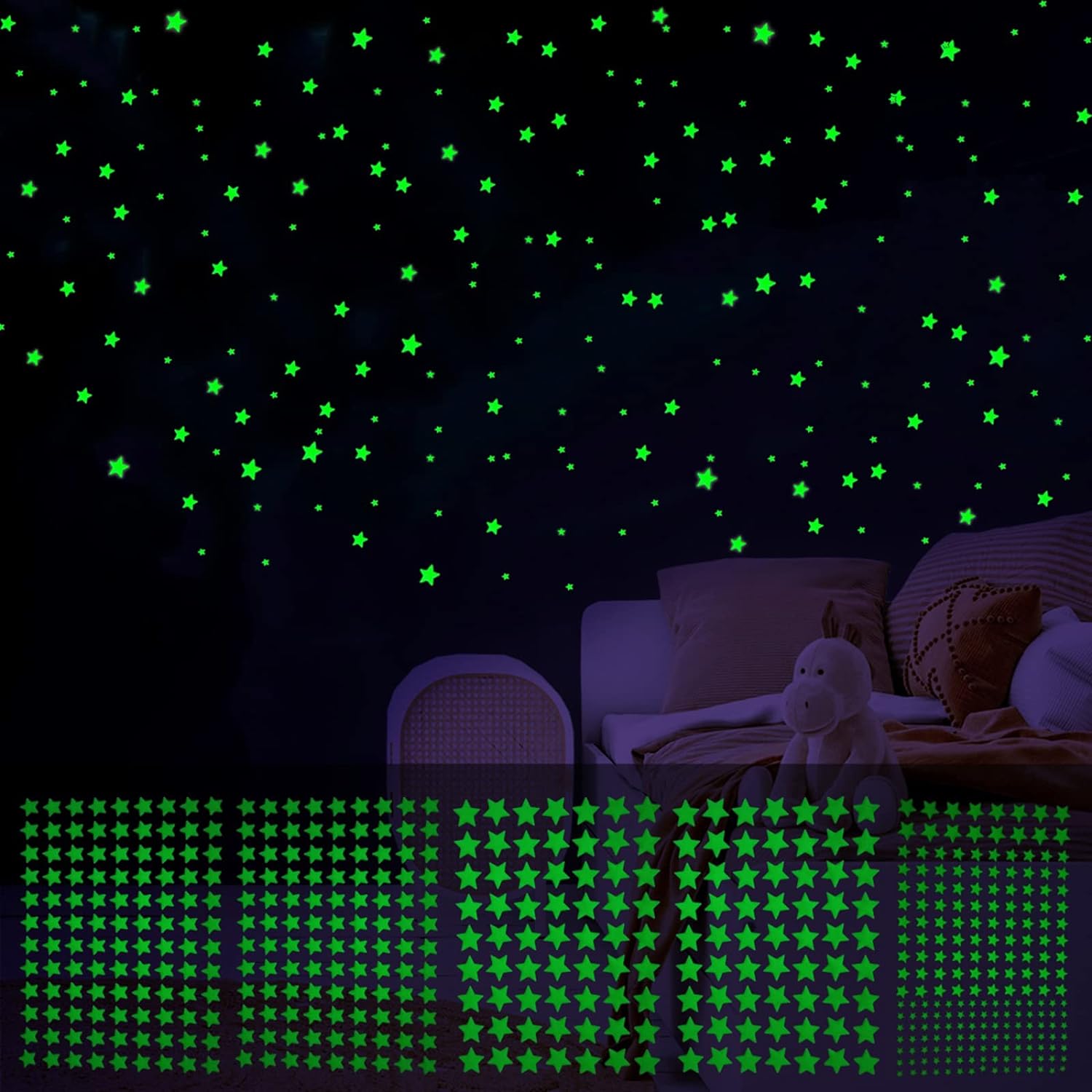 144 Pcs X 1 CM Size High Radium Star Stickers High Quality 3D Light ...