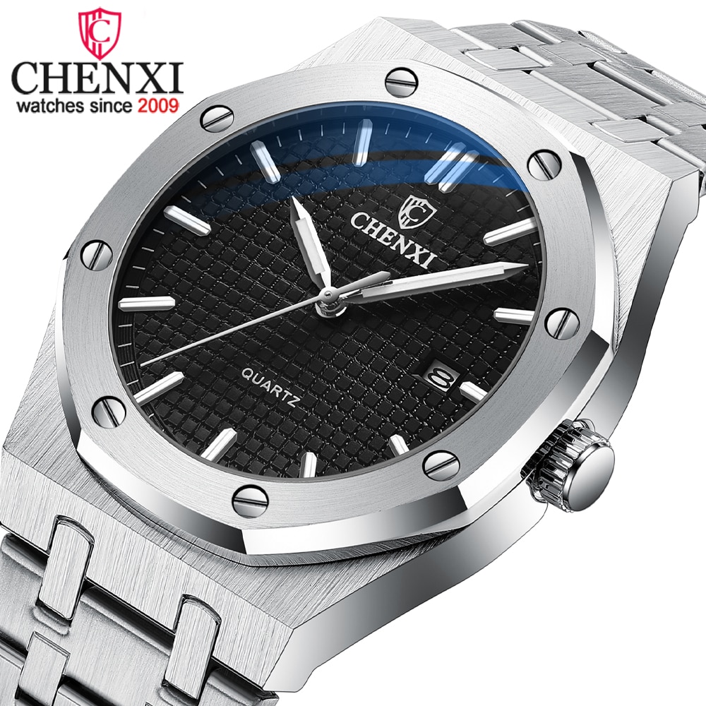 【Fullyoung_520 Store】Chenxi men's luxury brand automatic date waterproof luminous men quartz ...
