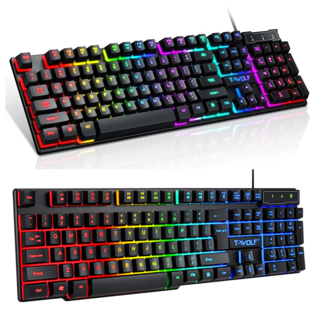 T-Wolf T20 RGB Backlit Gaming Keyboard – USB Wired, 104 Keys, Anti ...