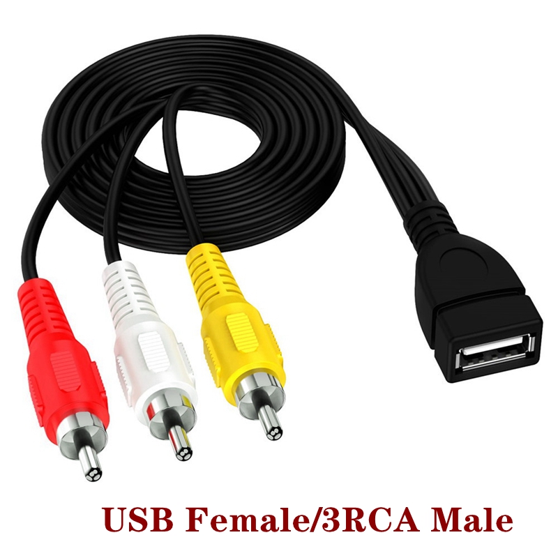 1.5m USB Male Plug To 3 RCA Female Adapter Audio Converter Video AV A/V ...