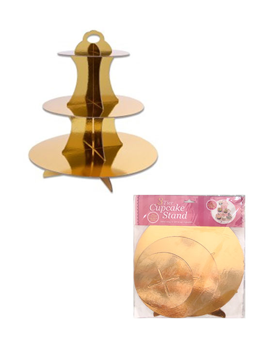3 Tier Cardboard Cup Cake Stand Gold Daraz Lk