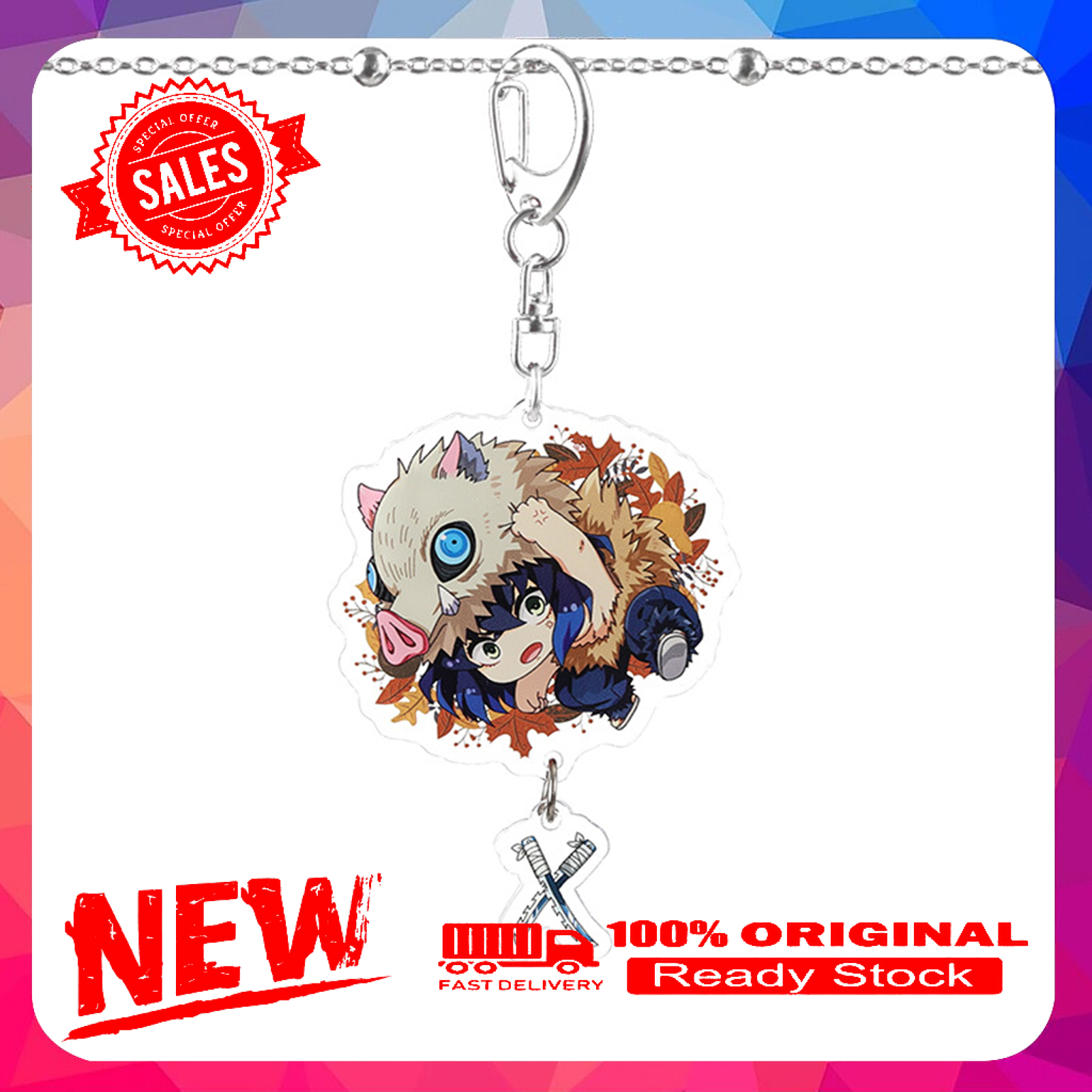 Keyring Japanese Anime Design Decorative Acrylic Demon Slayer Key Chain ...