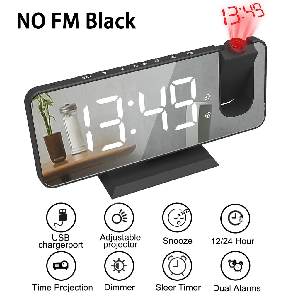 FM Radio LED Digital Smart Alarm Clock Watch Table Electronic Desktop ...