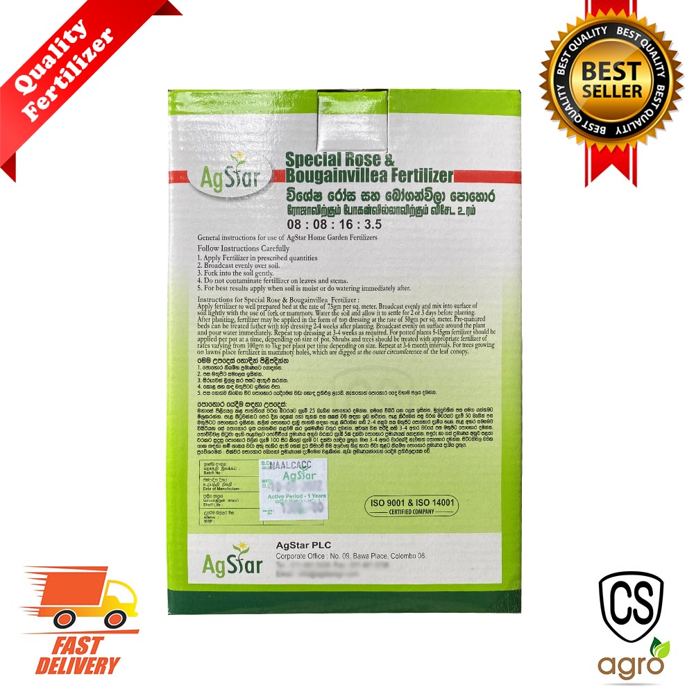 Agstar Fertilizer for Roses & Bougainvillea Flower Plants Home Garden Rosa Boganwila pohora 2kg ...