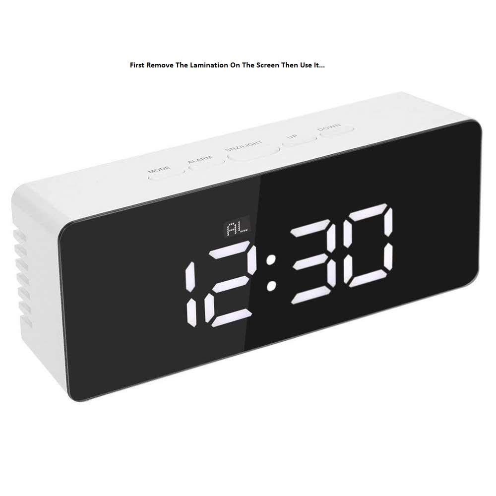 Rectangular White LED Mirror Alarm Clock | Daraz.lk