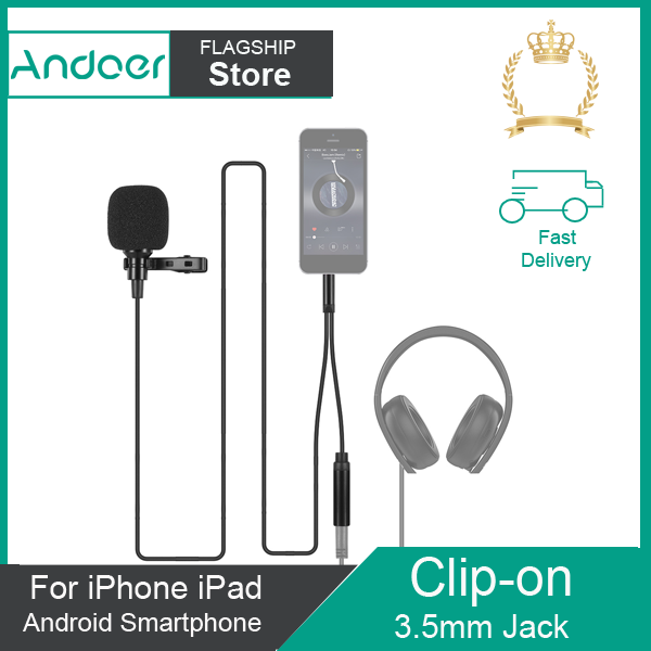 Andoer EY-510A Mini Portable Clip-on Lapel Lavalier Condenser Mic Wired ... Andoer EY-510A Mini Portable Clip-on Lapel Lavalier Condenser Mic Wired ...