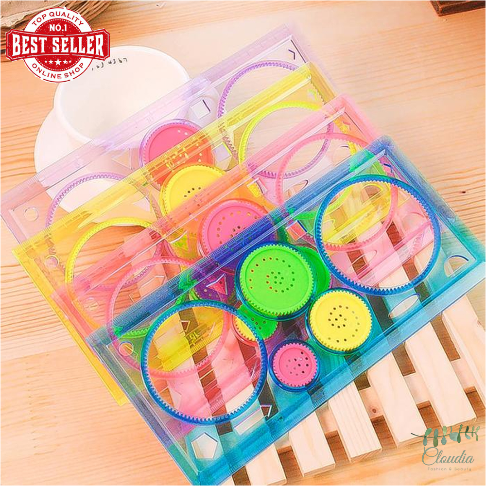 Painting Multi-function Interesting Puzzle Spirograph Children Drawing Plastic Ruler Improve ...