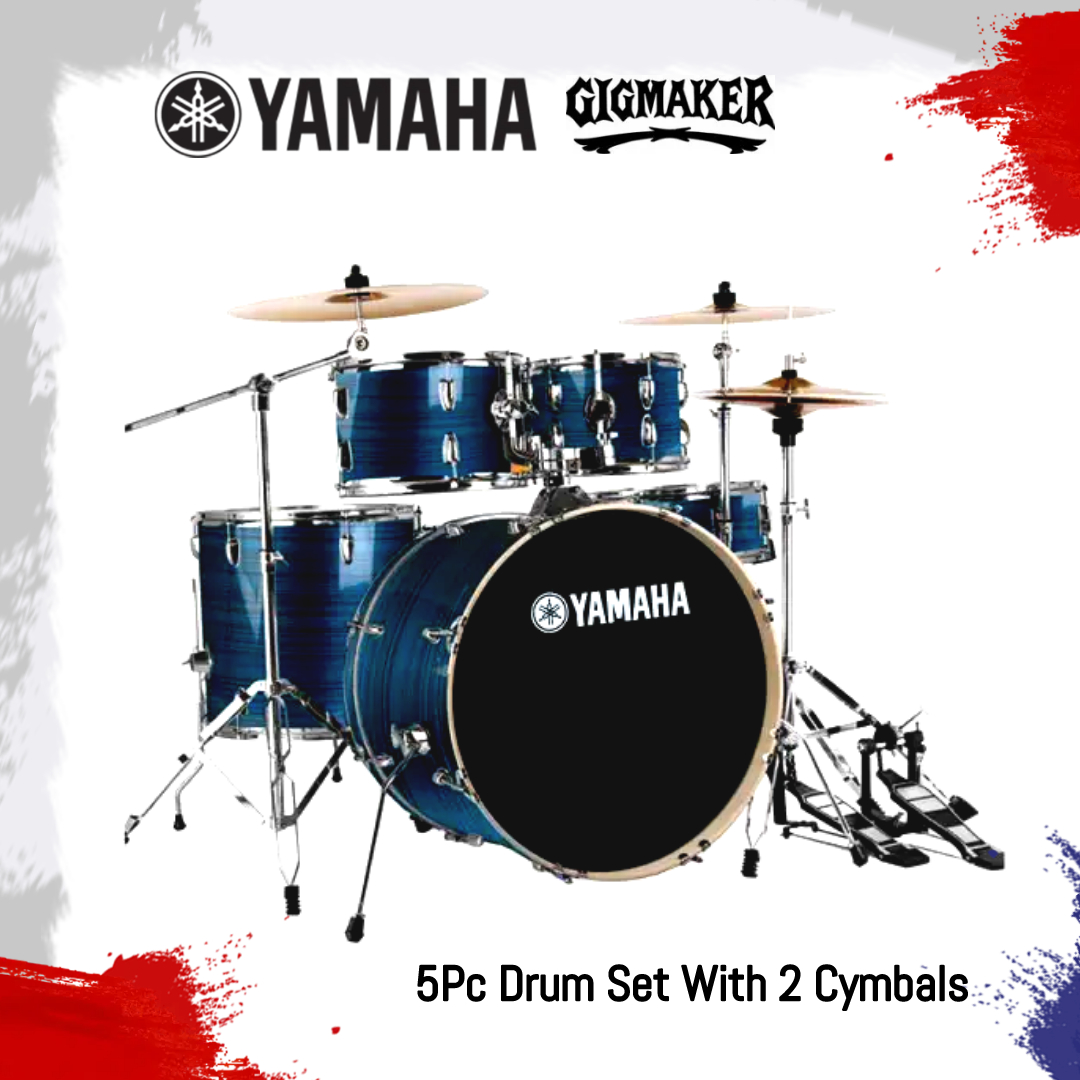YAMAHA Gig Maker 5Pc Acoustic Full Drum Set With Cymbals & Seat | Daraz.lk