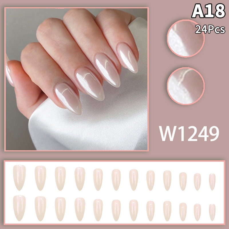 24Pcs French Multiple Styles Fake Nails Press On Nails Gel On Painted ...