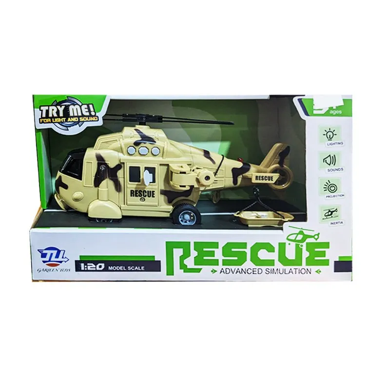 Army Friction Powered Rescue Helicopter Toy with Lights & Sounds ...