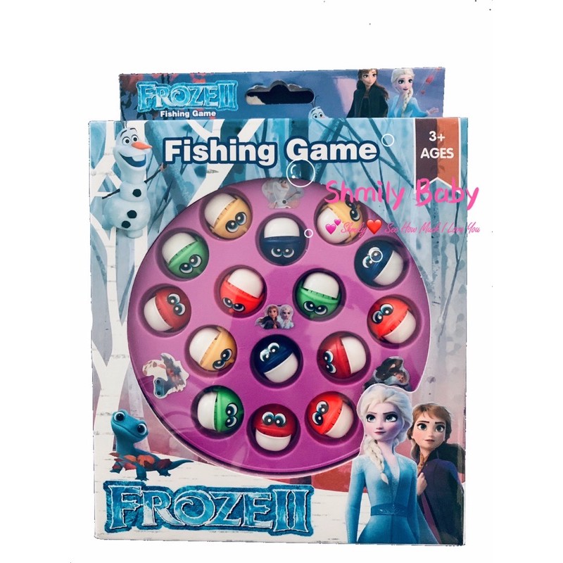 Frozen Fishing Game Toy Set with Rotating Board 15 Fish & 3 Fishing ...