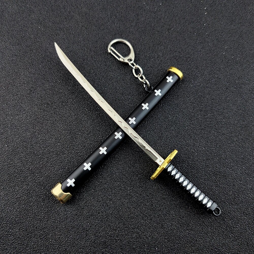 Mini Roronoa Zoro Samurai Keychain Anime Scabbard Key Ring Katana ...