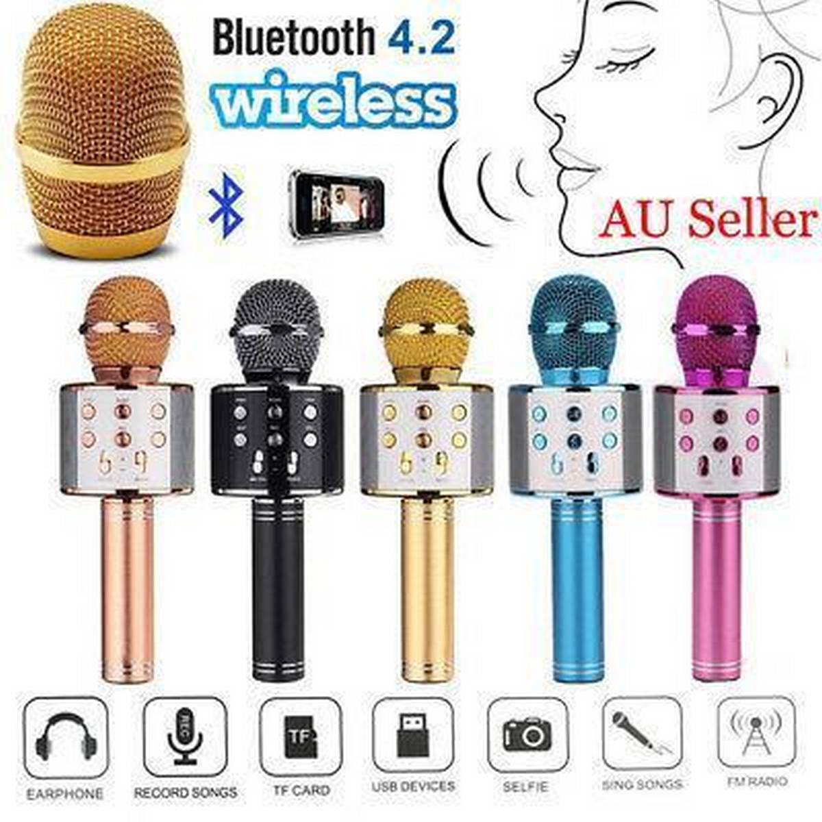 Wireless Handheld Bluetooth Audio Recording and Karaoke Microphone with ...