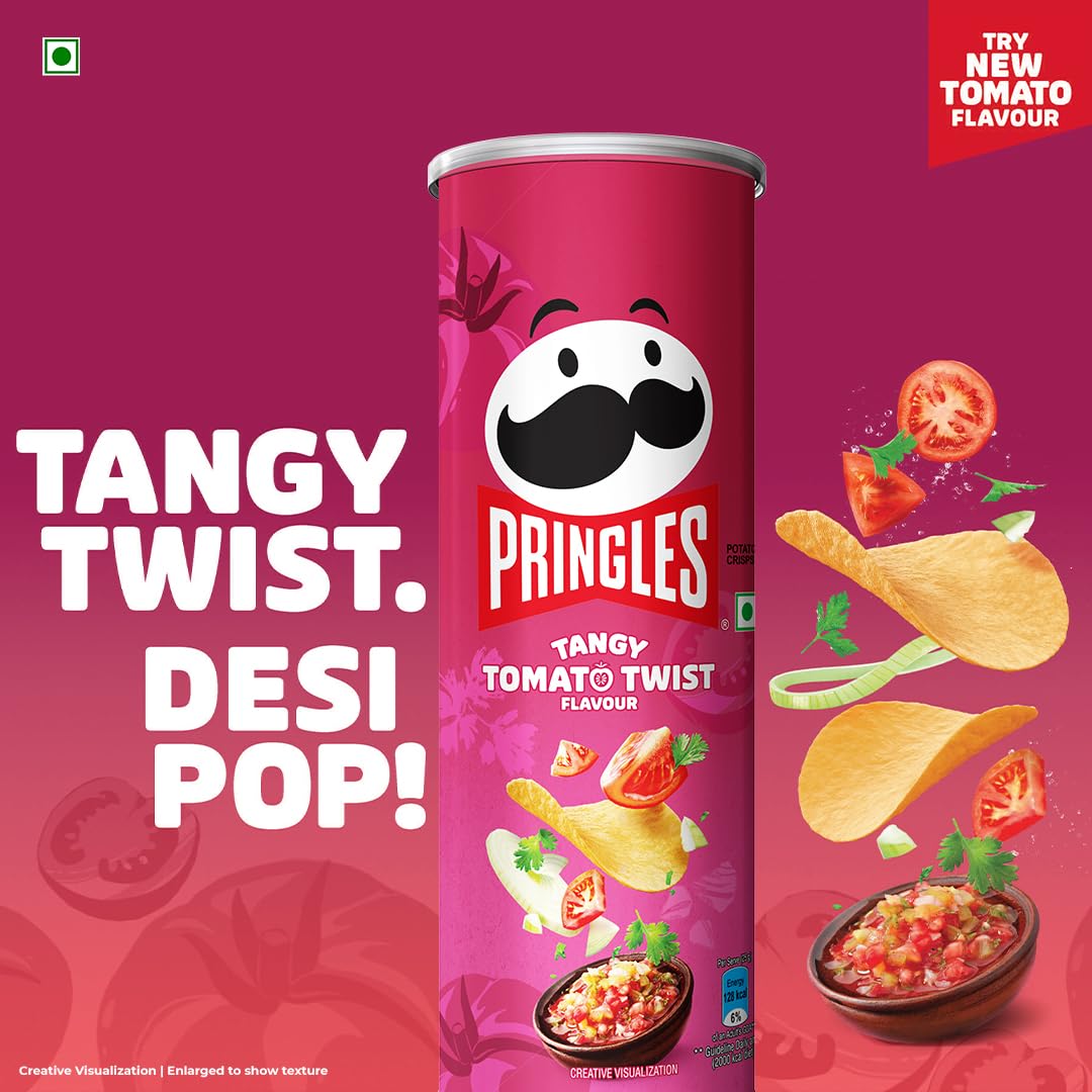 Pringles Tangy Tomato Twist 102g | Potato Chips | Tangy Tomato with a ...