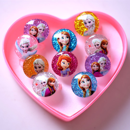 10pcs Set Princess Children Ring Boxed Girl Frozen Elsa Ring Children ...