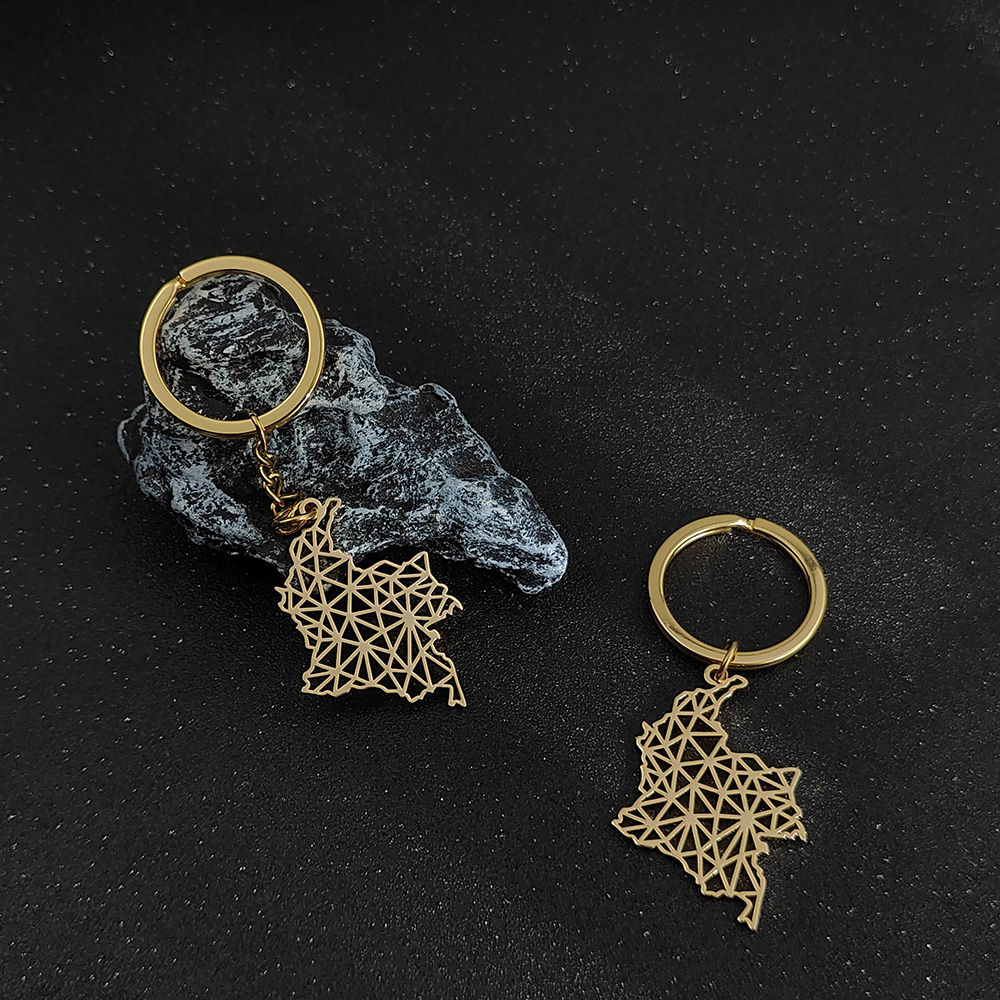 Personalized Colombia Map Keychain Metal Maps Shape Chain Key Chains ...