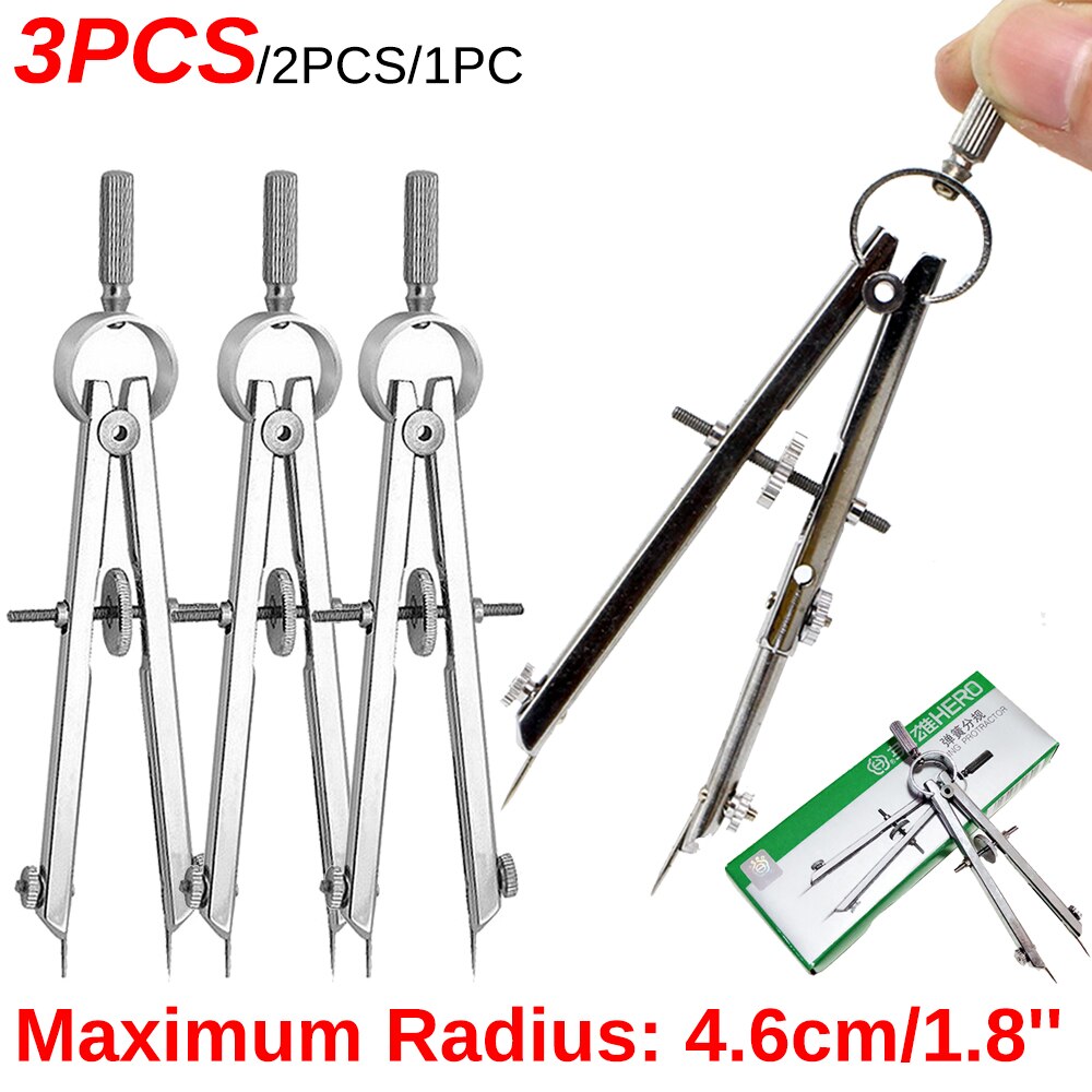 3-1pcs Professional Metal Compass Drawing Tools High Precision Spring ...