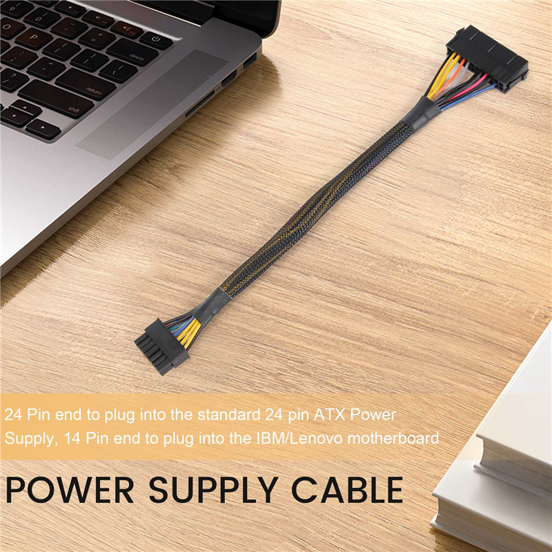 24 Pin to 14 Pin ATX PSU Main Power Adapter Braided Sleeved Cable ...