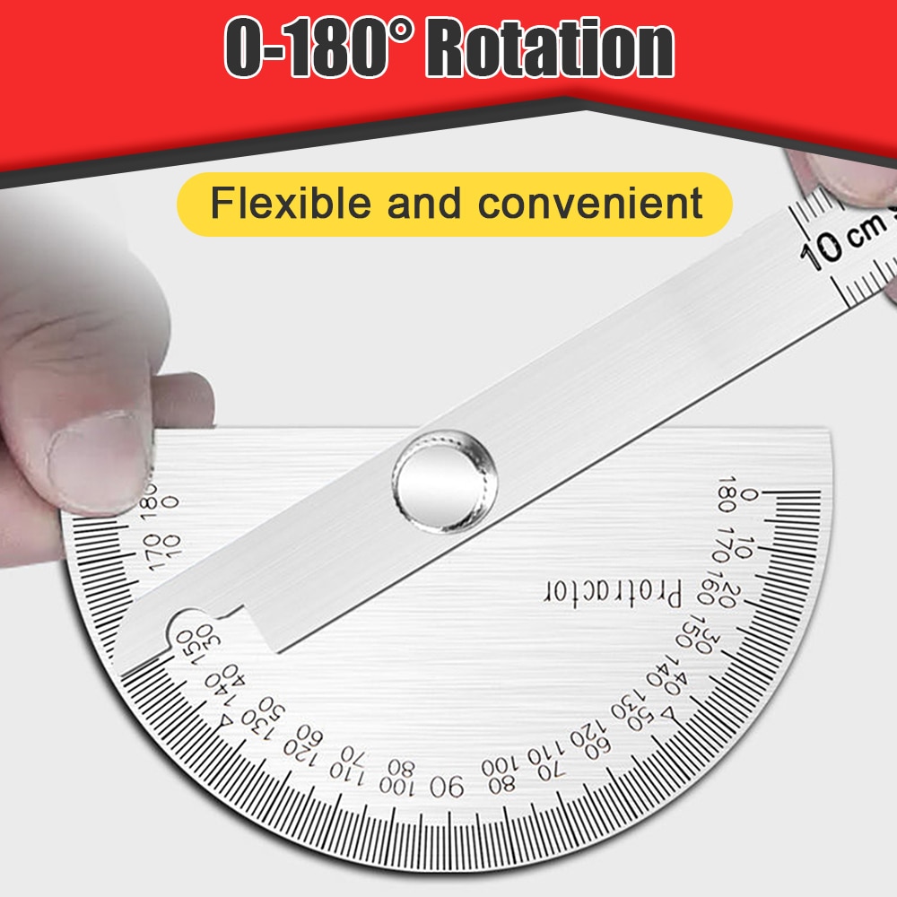 0-180° Angle Ruler Protractor Metal Finder Goniometer Stainless Steel ...