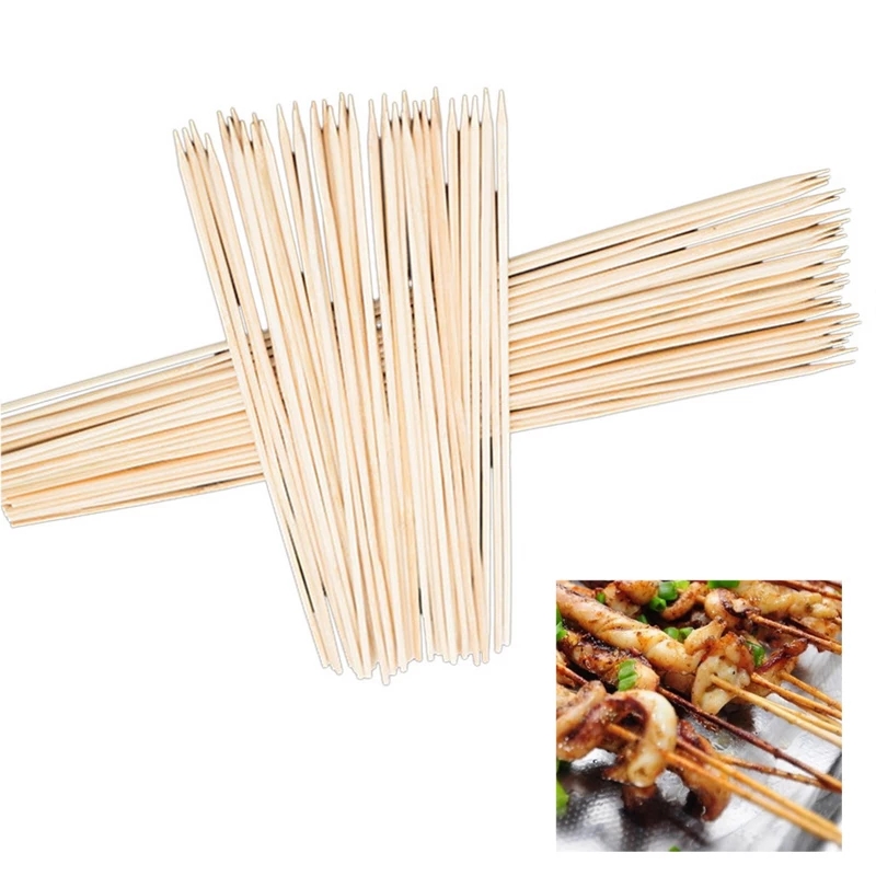 Bamboo Skewers for Grilling, BBQ, Kabobs, Crafts & Outdoor Brown Wooden ...