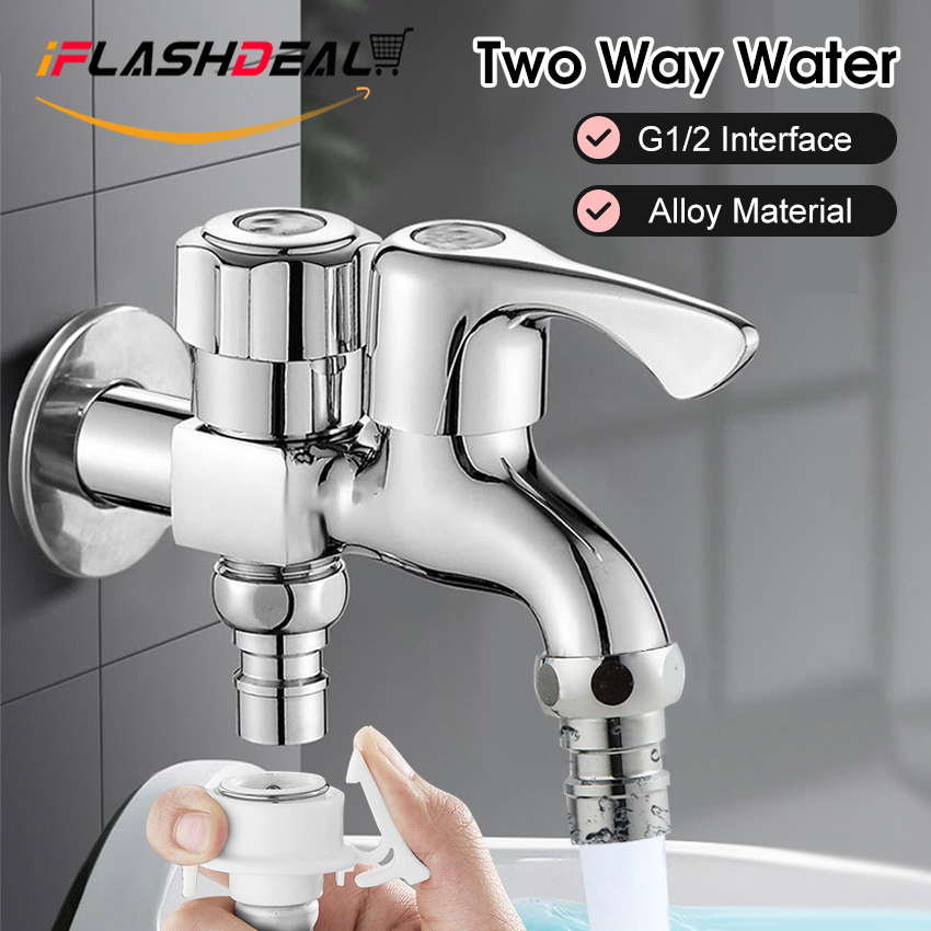 iFlashDeal Faucet Washing Machine Faucet Dual Port Alloy Faucet Multi-function Faucet Double ...