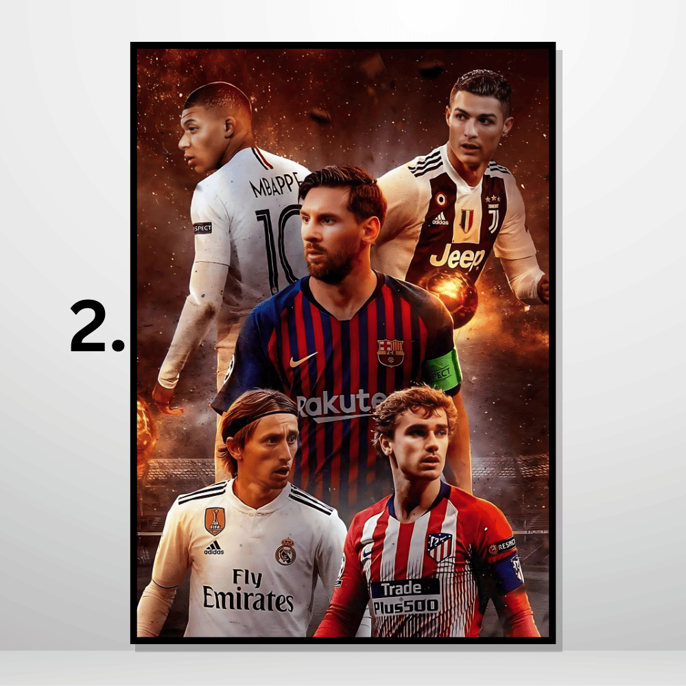 A3/A4 Size Framed Wall posters Football posters Messi Ronaldo Naymar ...