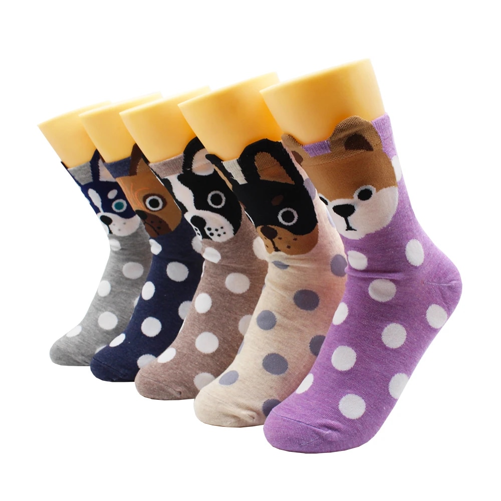 5 Pairs Fashion Korean Kawaii Cute Cartoon Cat Dog Fox Happy Funny Girl ...
