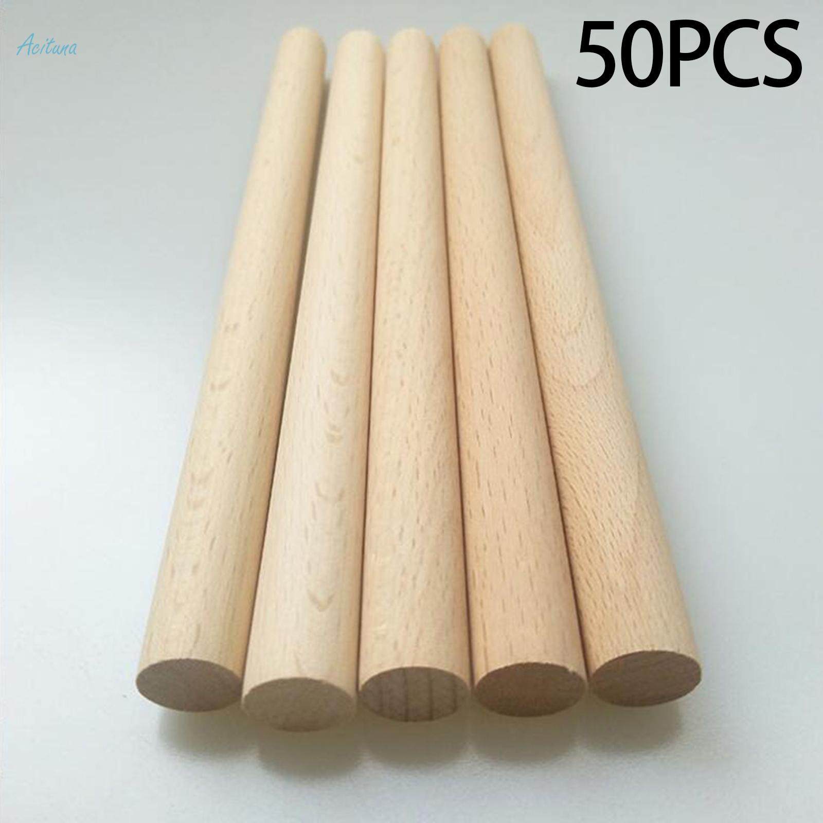 50Pcs Unfinished Round Wood Sticks Wooden Dowel Rods for Home Garden ...