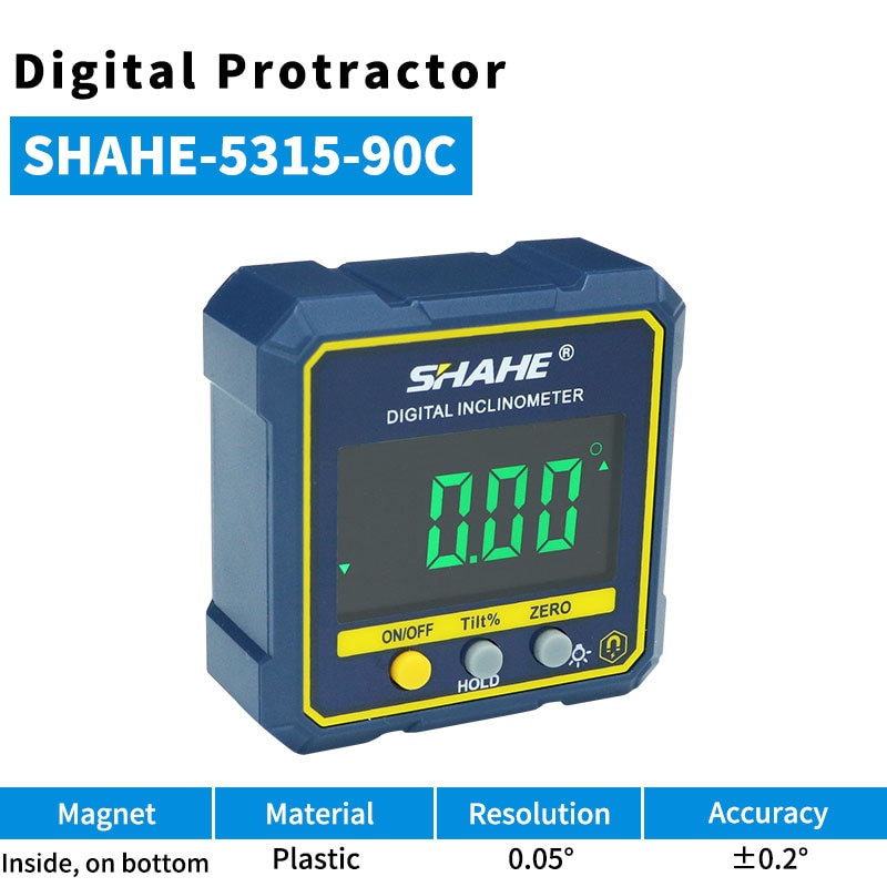 SHAHE 2-in 1 Magnetic Digital Level And Angle Finder Inclinometer Bevel ...