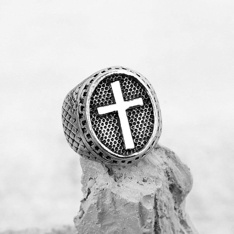 Vintage Punk Skull Ring Men's Stainless Steel Steampunk Cross Ring for ...