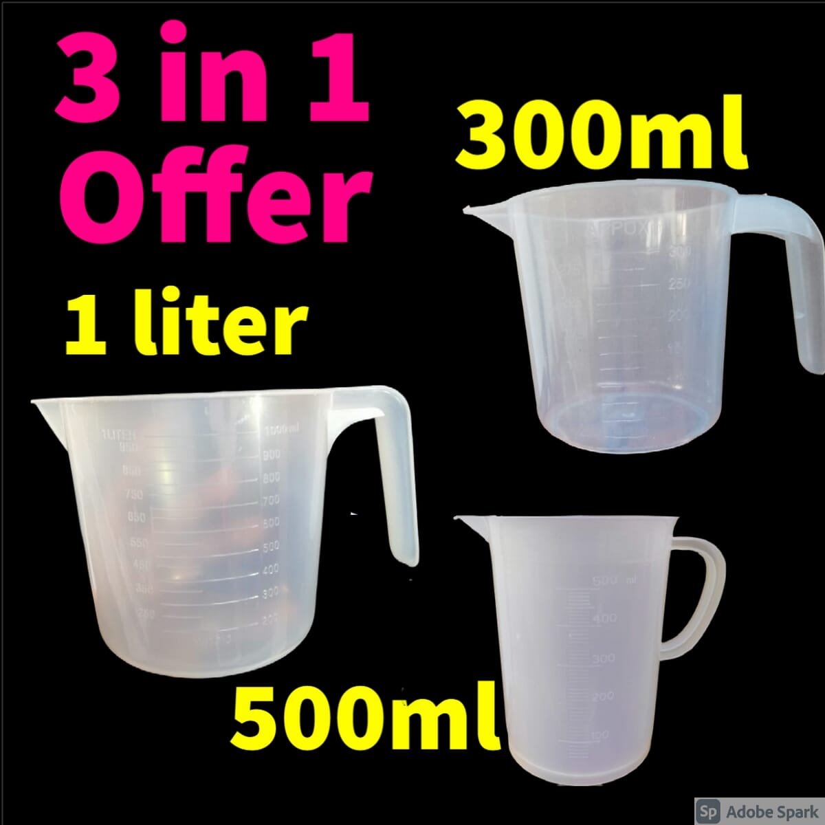 300ml Measuring Cup, 500ml Measuring Cup, 1 Liter Measuring Cup with ...