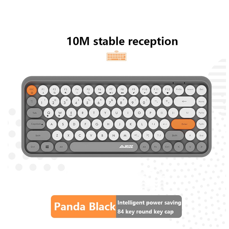 Ajazz Keyboard Portable 84-Key 10m Rechargeable Typewriter Round Keycap ...