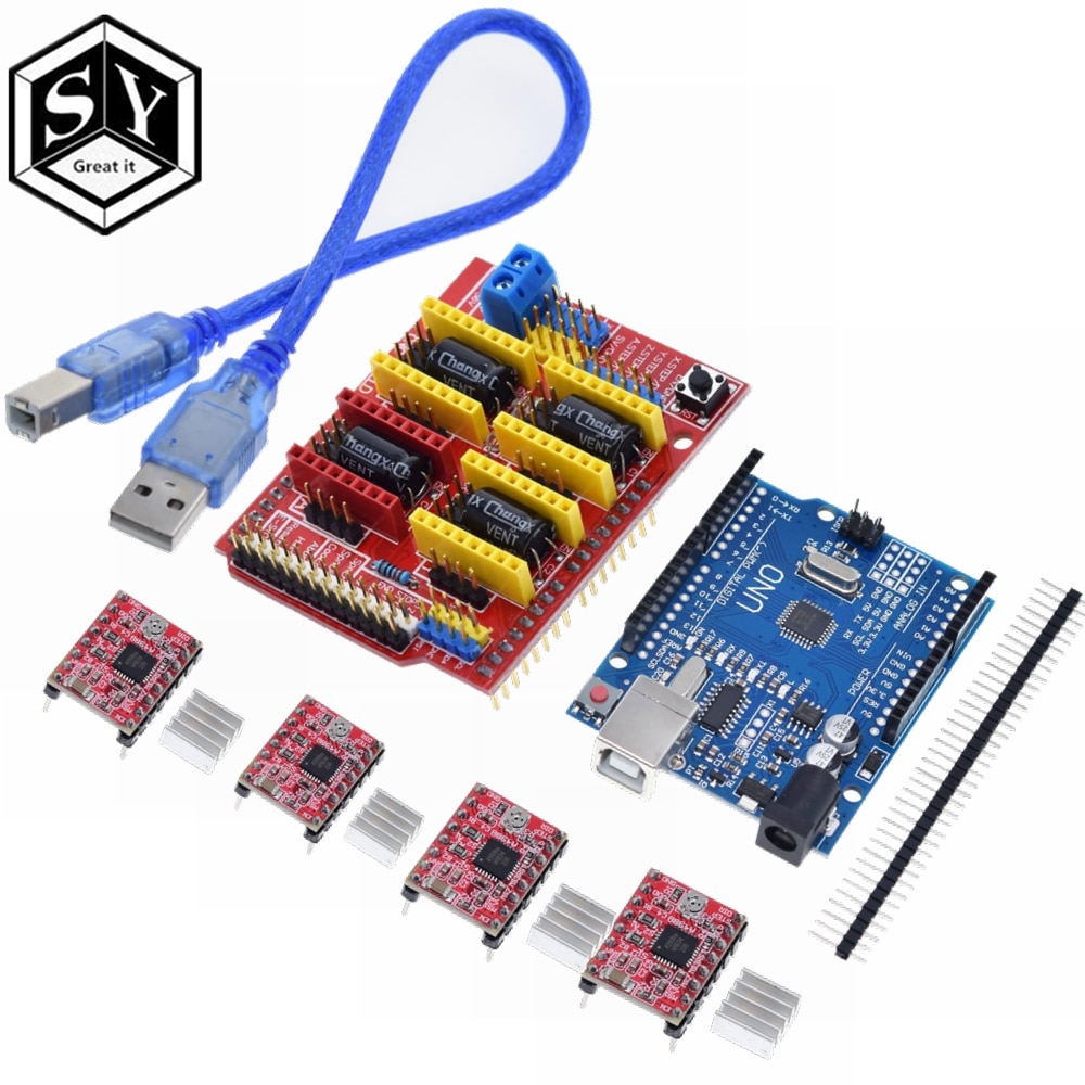 【VA VA VOOM】shield v3 engraving machine 3D 4pcs driver expansion board Arduino + UNO R3 with USB ...