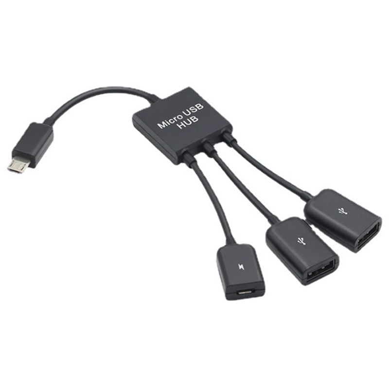 3in1 Micro USB To 2 OTG 3 Port HUB Cable Splitter Micro-USB Type-C ...