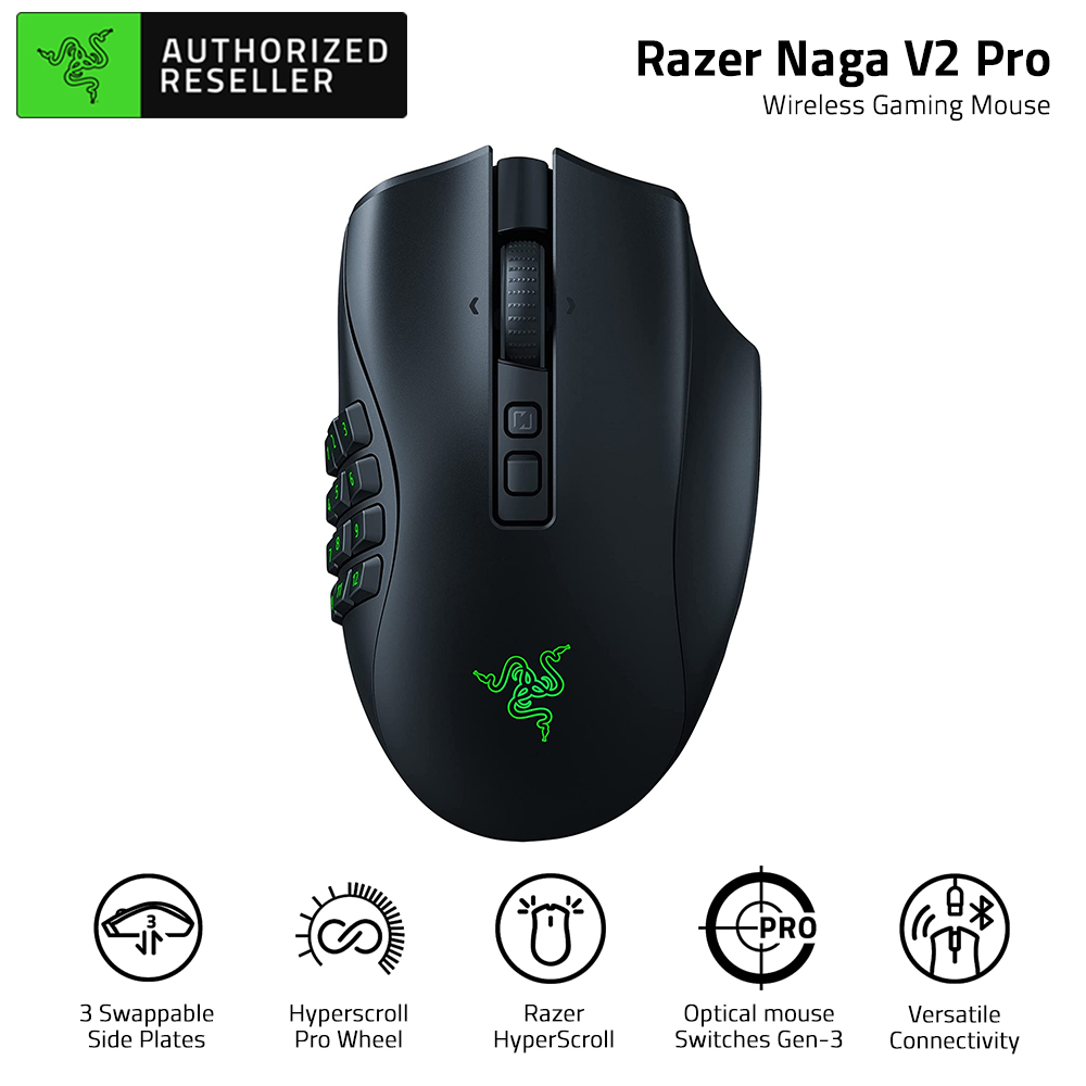 Razer Naga V2 Pro MMO Gaming Mouse With HyperScroll Pro Wheel Swappable ...