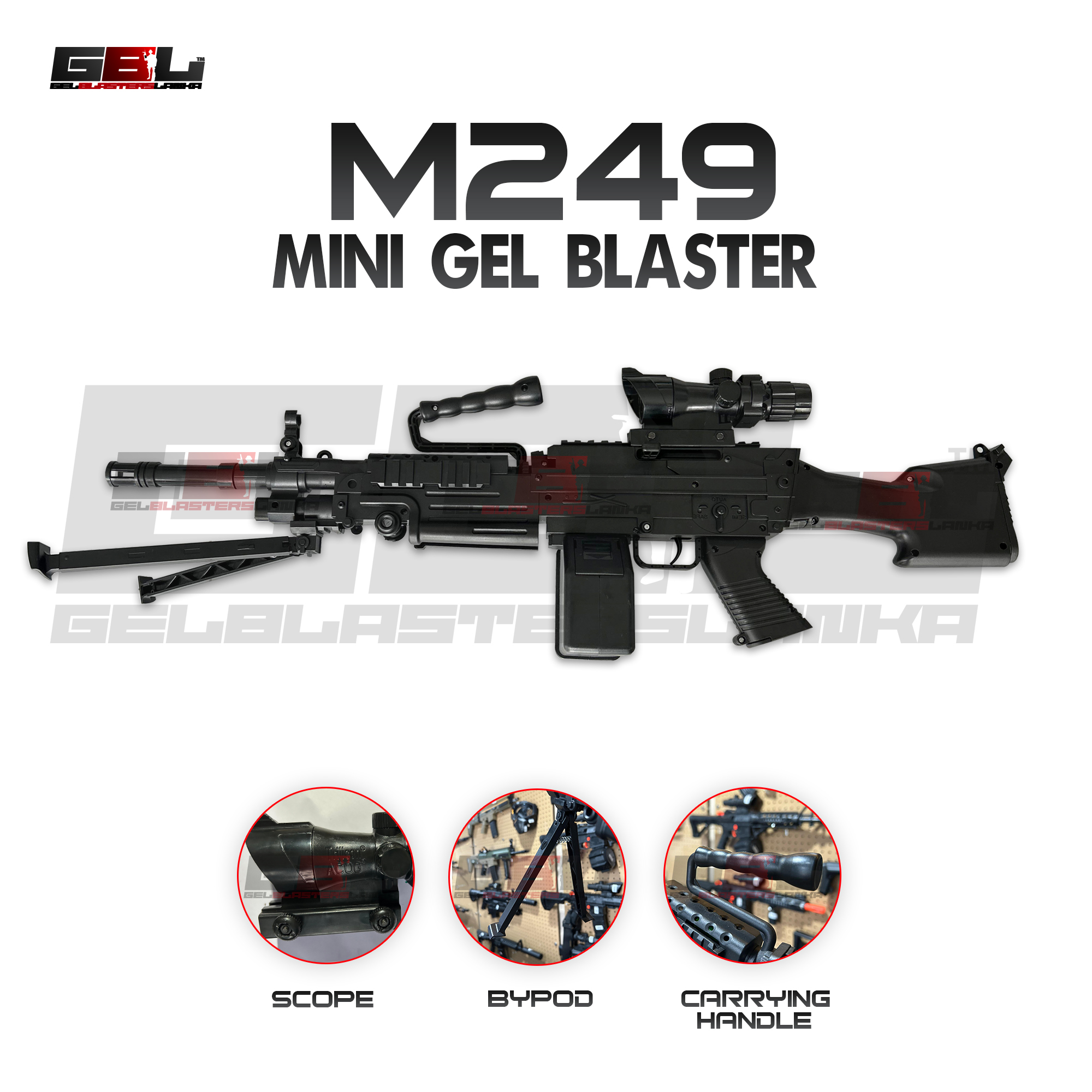 M249 Mini Gel Blaster Toy Gun | Daraz.lk