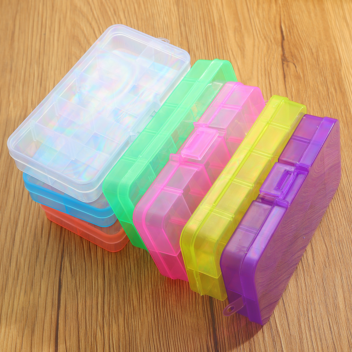 1 PC 10 cells Grid Adjustable Transparent Plastic Storage Box Earrings ...