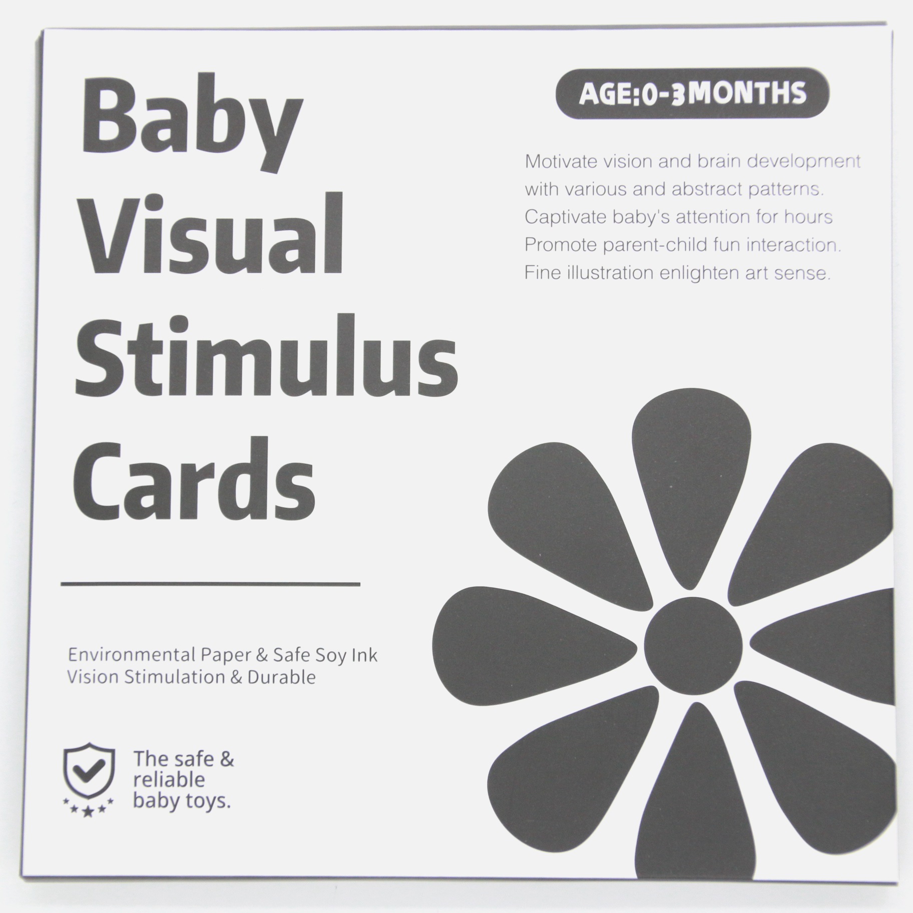 Baby Visual Stimulation Card Toy Black White Flash Cards High Contrast ...
