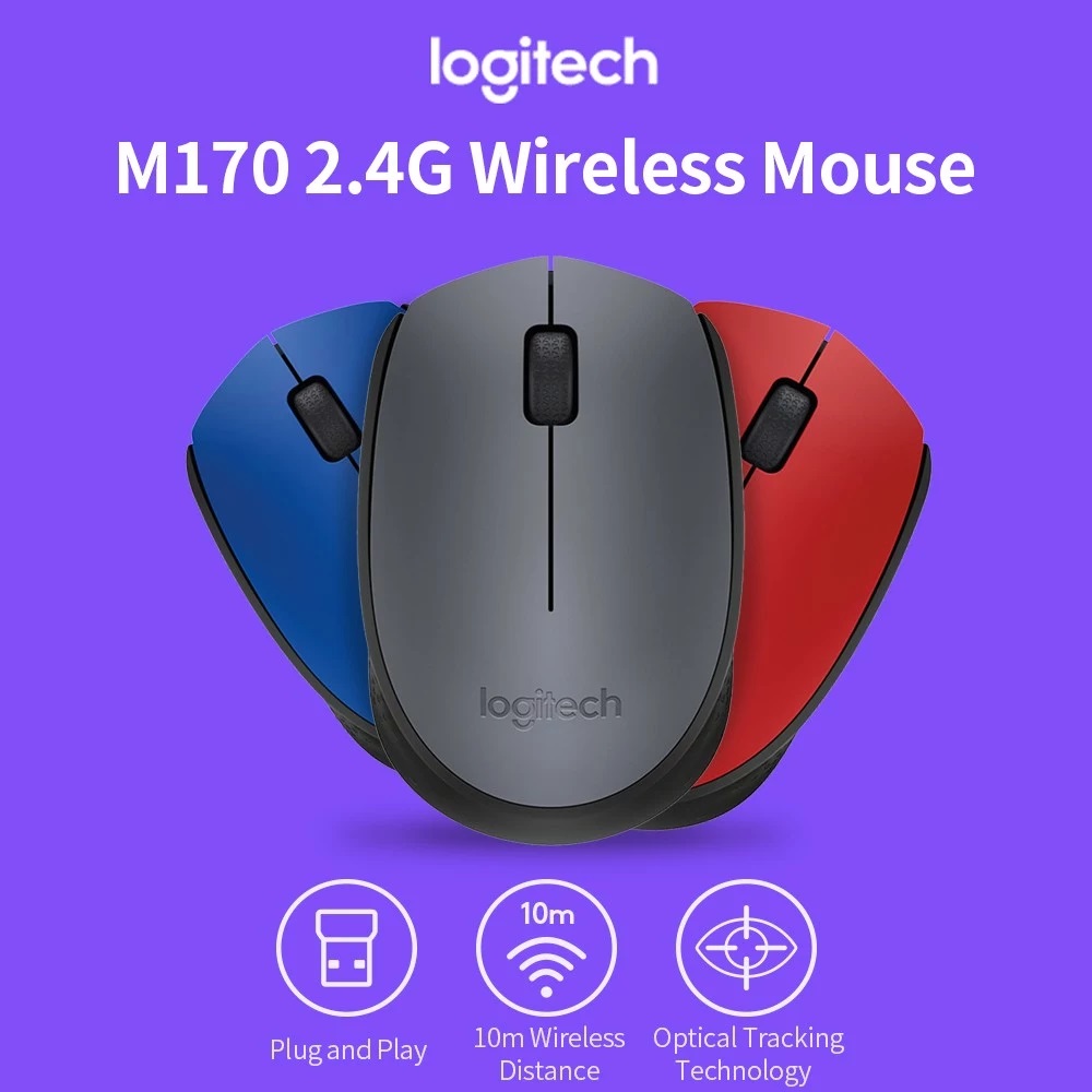 Logitech M170 Wireless Mouse, 2.4 GHz with USB Nano Receiver, Optical ...