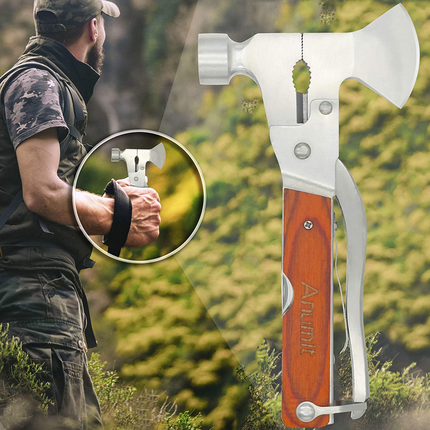 12 in 1 Multifunctional Tool Kit Hammer Camping Tool Camping Hiking Camping Hiking Camping Tool Camping Hiking Camping Tool Stainless Steel Multi Functional Hammer Axe Hand Tool Kit Multi Utility Saw ...