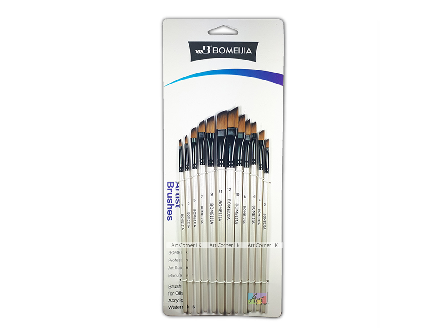 Bomeijia Artist Paint Brush Pinsel 12 Pcs Set (Round/Flat/Filbert/Angle ...
