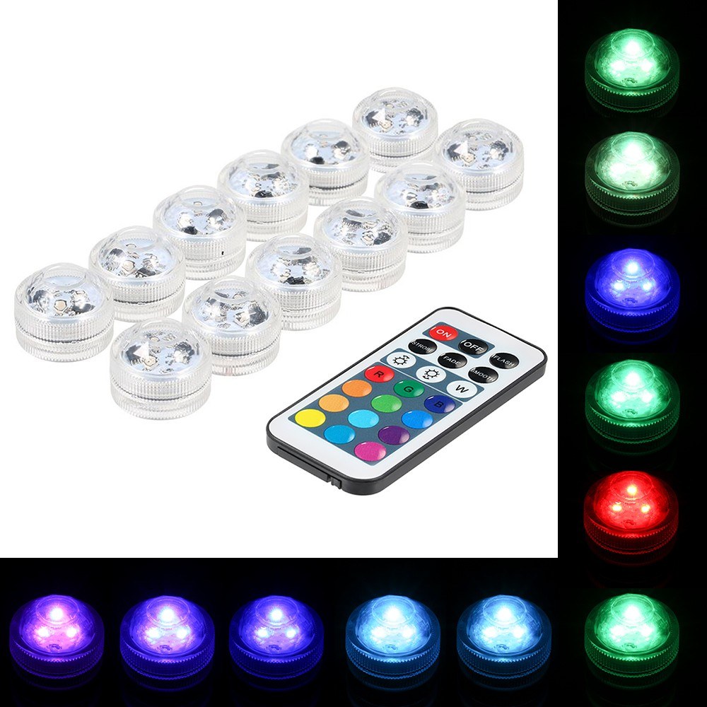 Mini LED RGB waterproof remote control light 12 pack | Daraz.lk