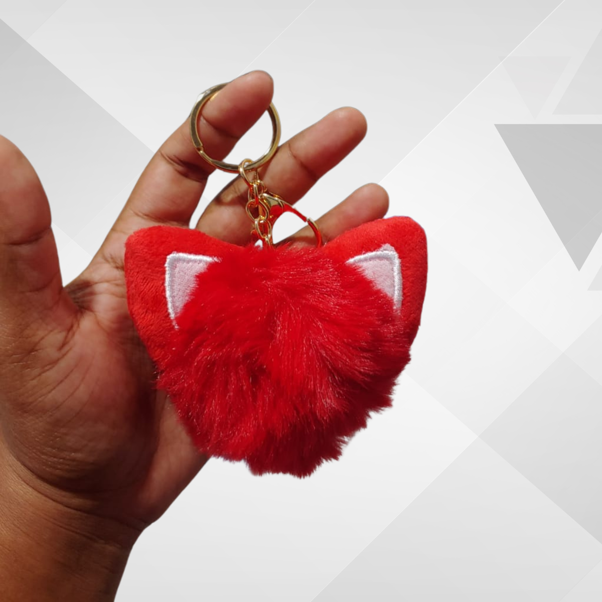 Fluffy Keychain Octopus Shape and cat Ear key tag Fur Ball Key Chain ...