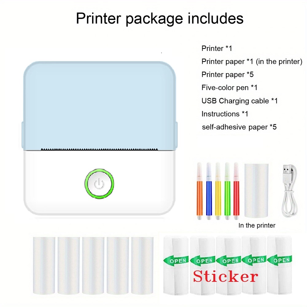 Mini Printer, Inkless Sticker Maker, Free Cut Small Pocket Printer ...