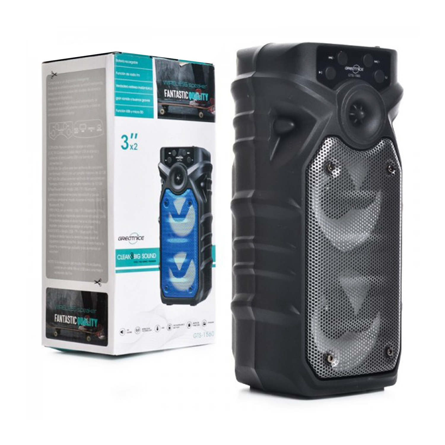 Dual GTS TWS Portable Wireless Bluetooth Speaker RGB with FM Radio | SD Card | USB BT Speaker ...