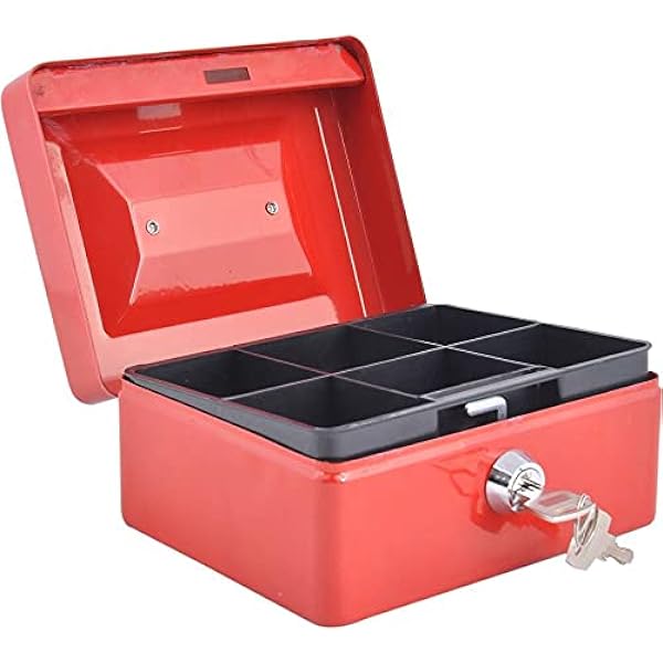 DL Metal Cash Box & Jewelry Safe Locker with Plastic Coin Tray & Key ...